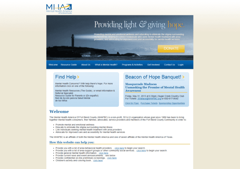 Mental Health America of Fort Bend County MHAFBC Website